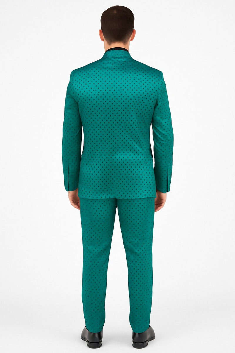 Men's Teal Green Polka Dot Tuxedo with Matching Vest and Bow Tie – SuitUSA