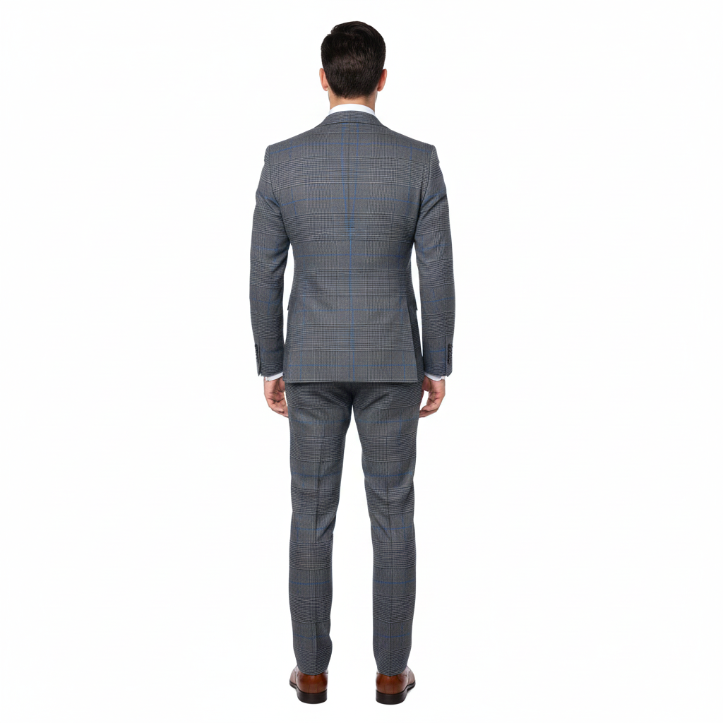 Men’s Grey Super 150’s Wool 3-Piece Suit – Elite Contour Fit Wide-Lape