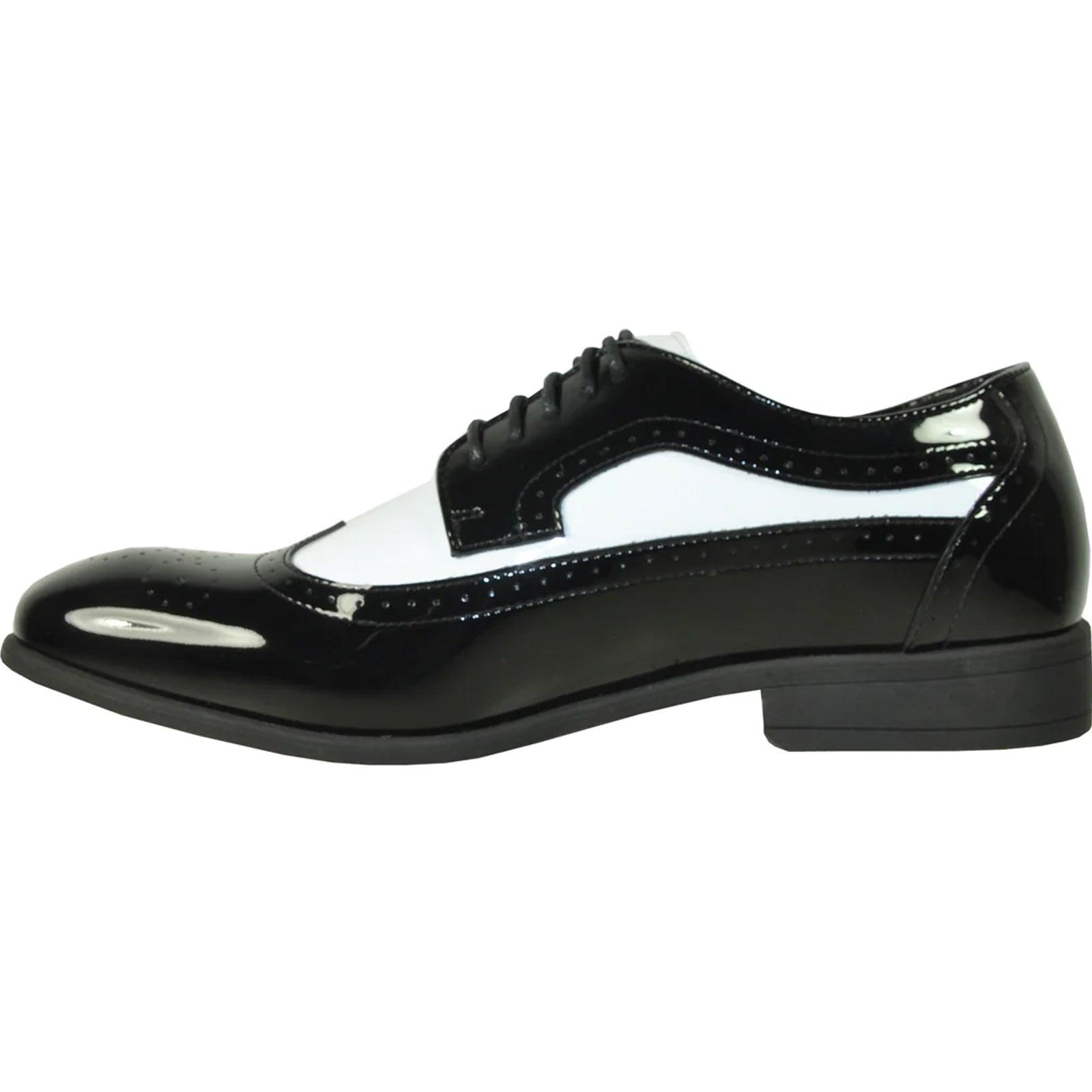 Bravo Men's 1920s Gangster Wingtip Dress Shoe - Black & White - SuitUSA