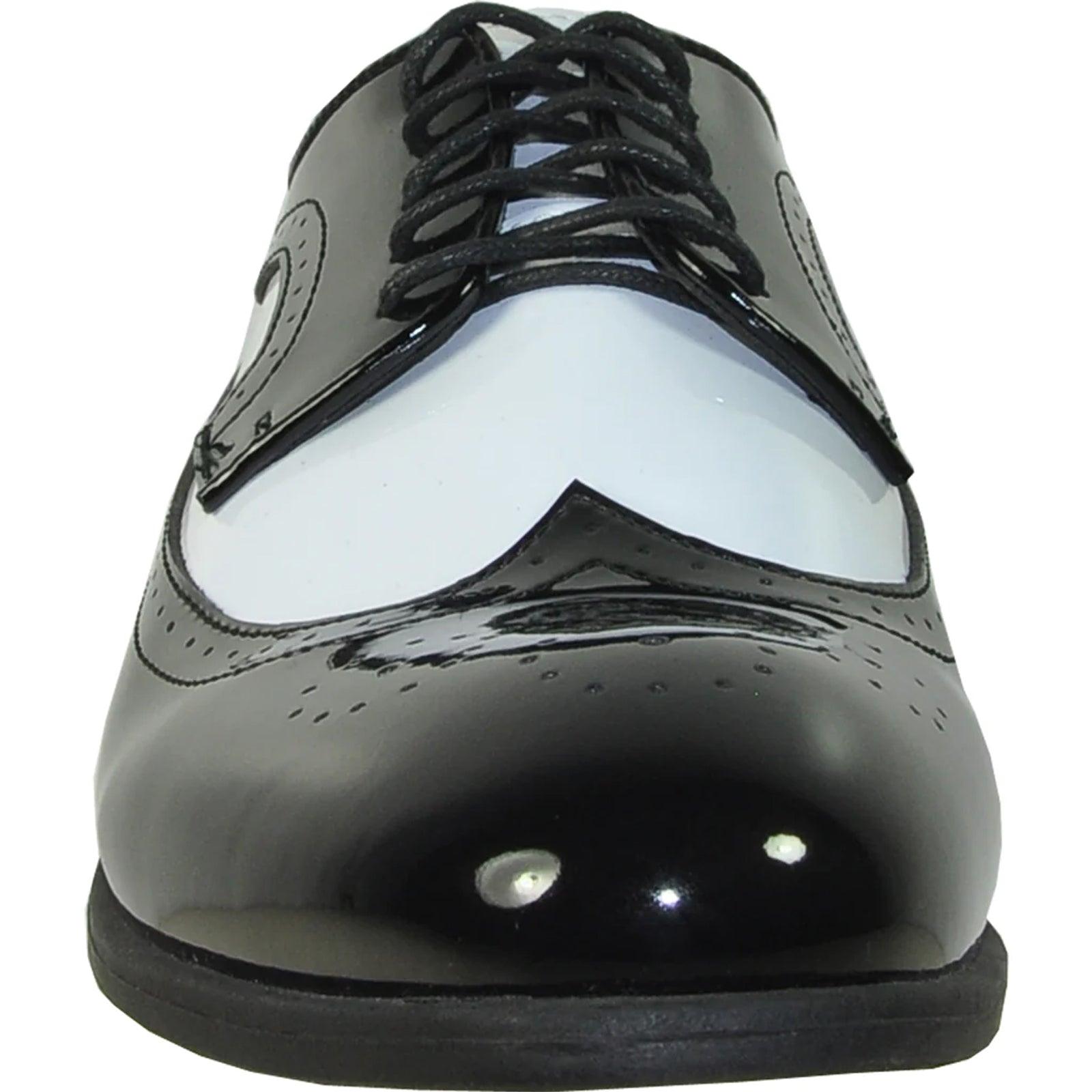 Bravo Men's 1920s Gangster Wingtip Dress Shoe - Black & White - SuitUSA