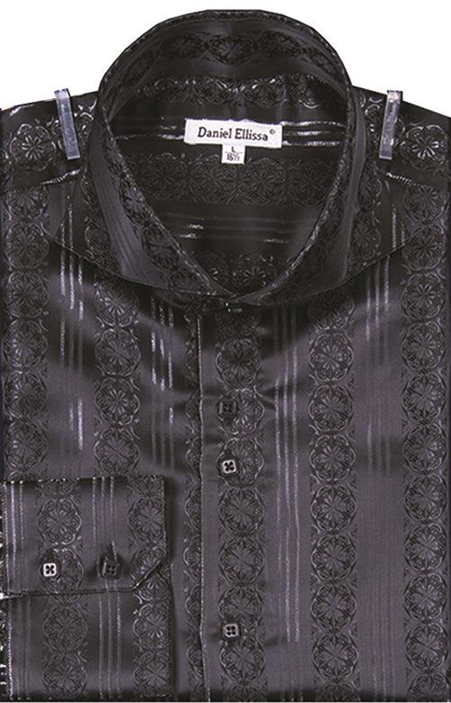 Daniel Ellissa Men's Reg Fit Fancy Chain Pattern Sports Shirt in Black ...