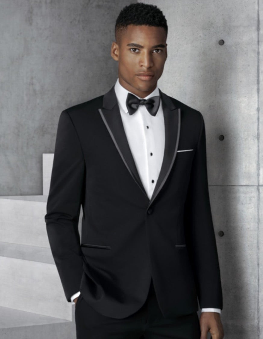 Mens Kenneth Cole Slim Fit Peak Trim Tuxedo in Black Designer Tuxedos ...