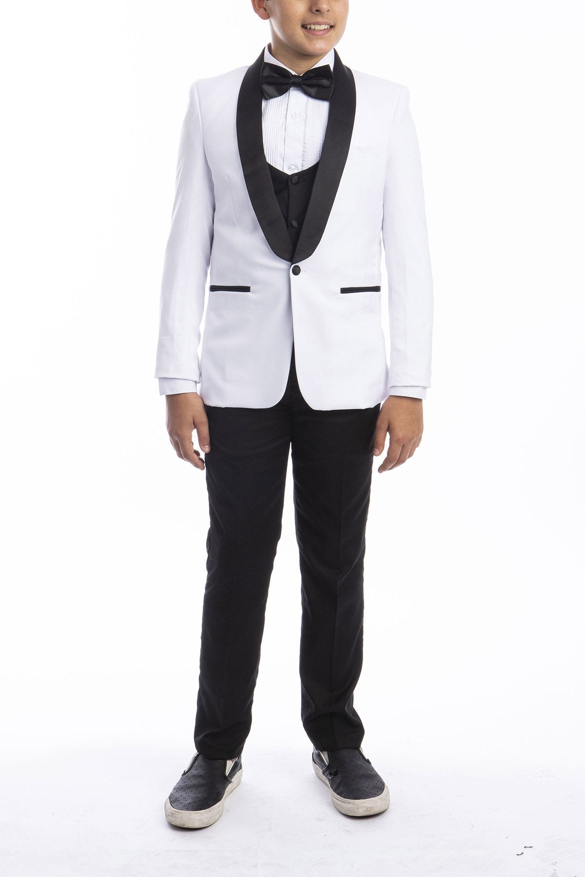 Trent Perry Ellis Kids White 5-Piece Tuxedo SuitUSA