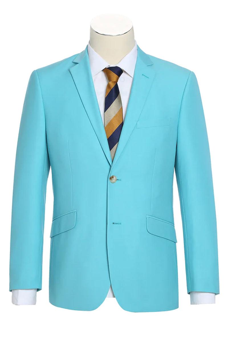 "Enchanting Aqua Blue Suit for Prom and Wedding Elegance: A Renoir Mas
