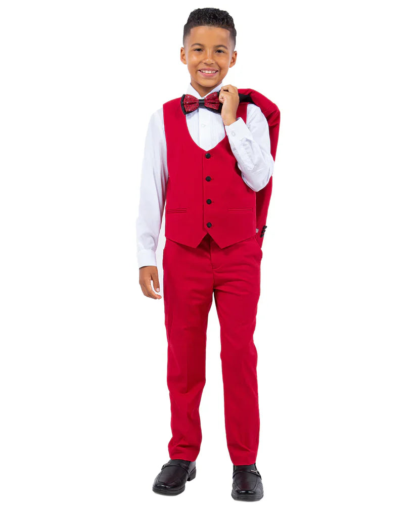 Boys Tuxedos in Color Red Toddler Suit for Kids Set by Stacy Adams Des